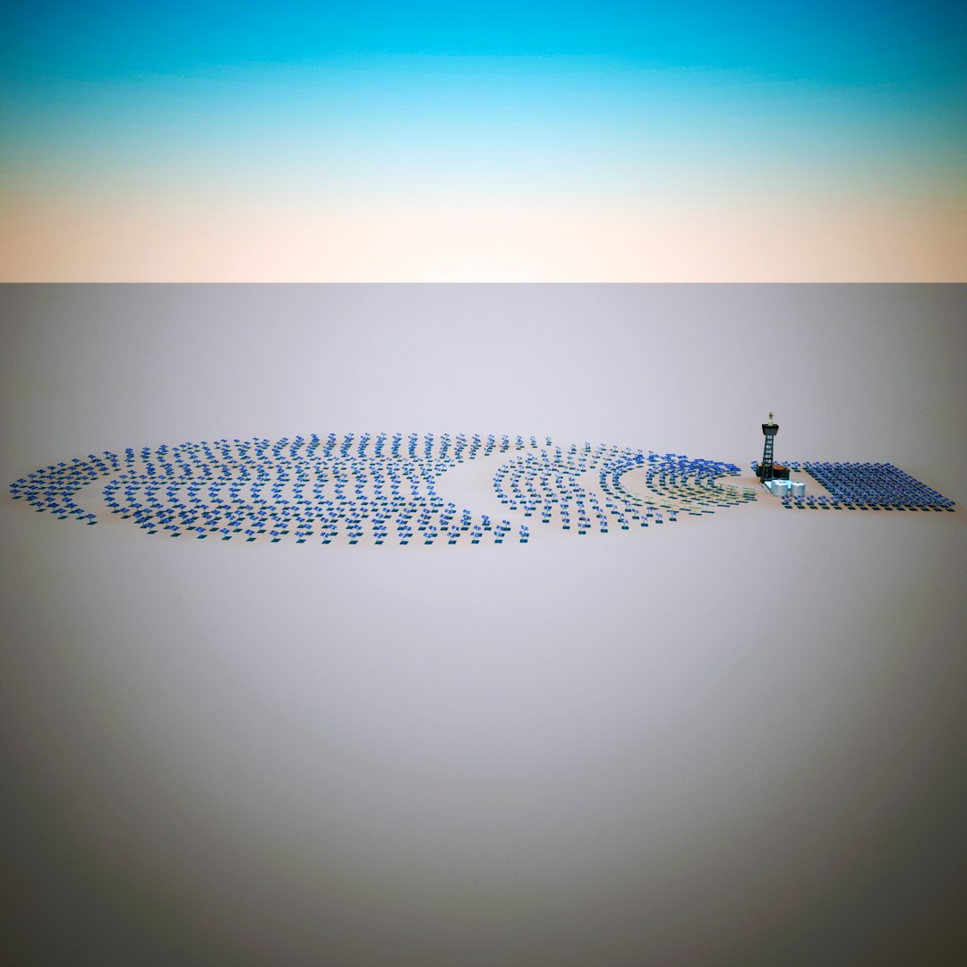 solar tower mojave desert 3d model