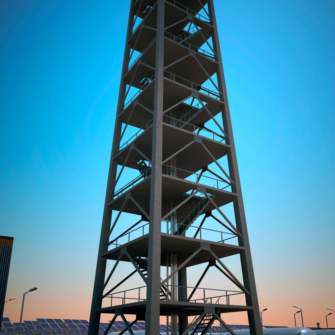 solar tower mojave desert 3d model