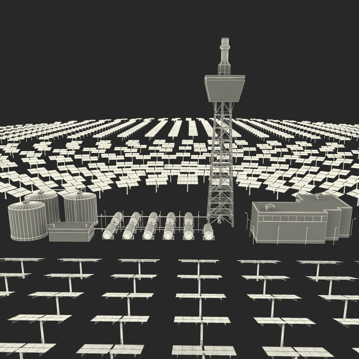 solar tower mojave desert 3d model