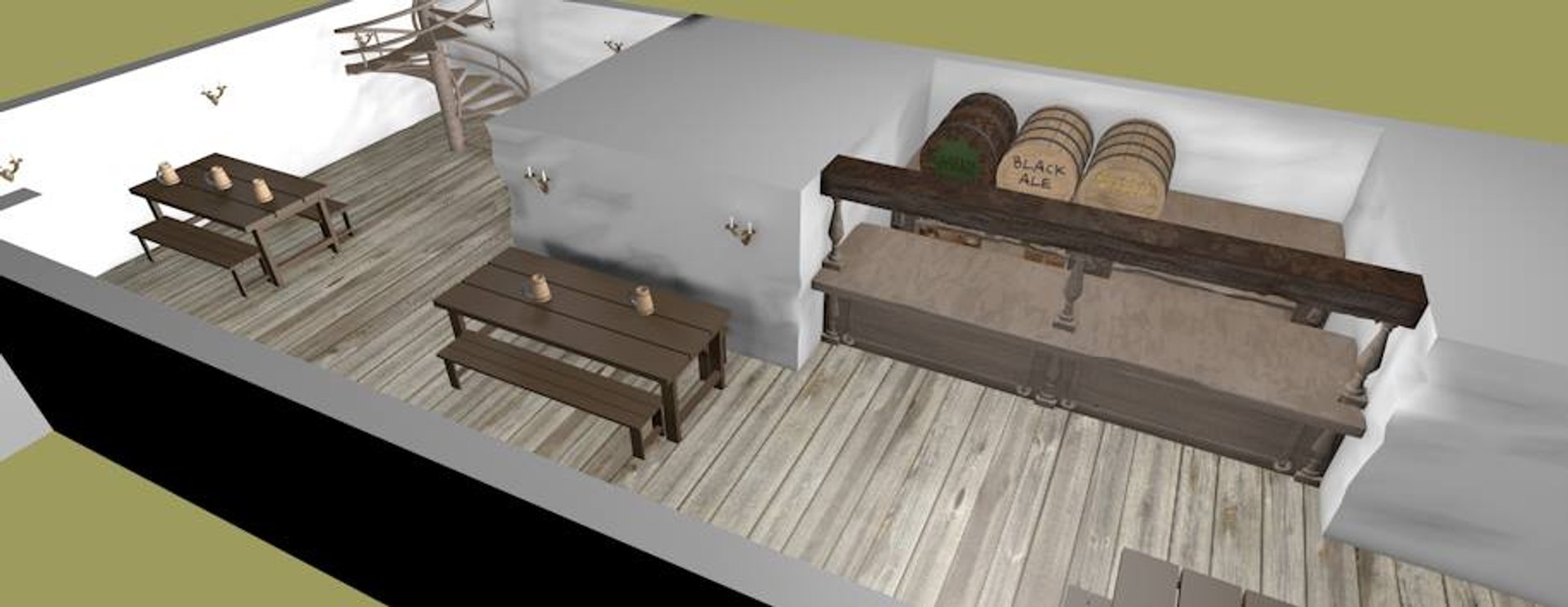 tavern interior bar 3d obj