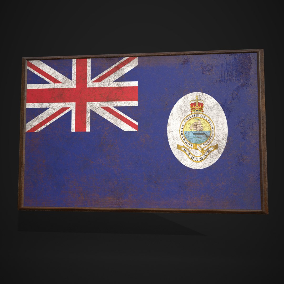 Old Picture Frame With Bahamas Flag - Game Ready Low-poly 3D Model 3D ...