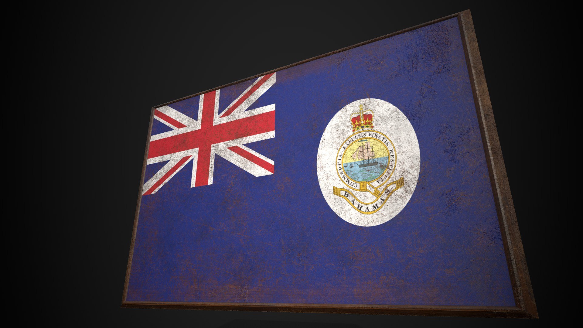 Old Picture Frame With Bahamas Flag - Game Ready Low-poly 3D Model 3D ...