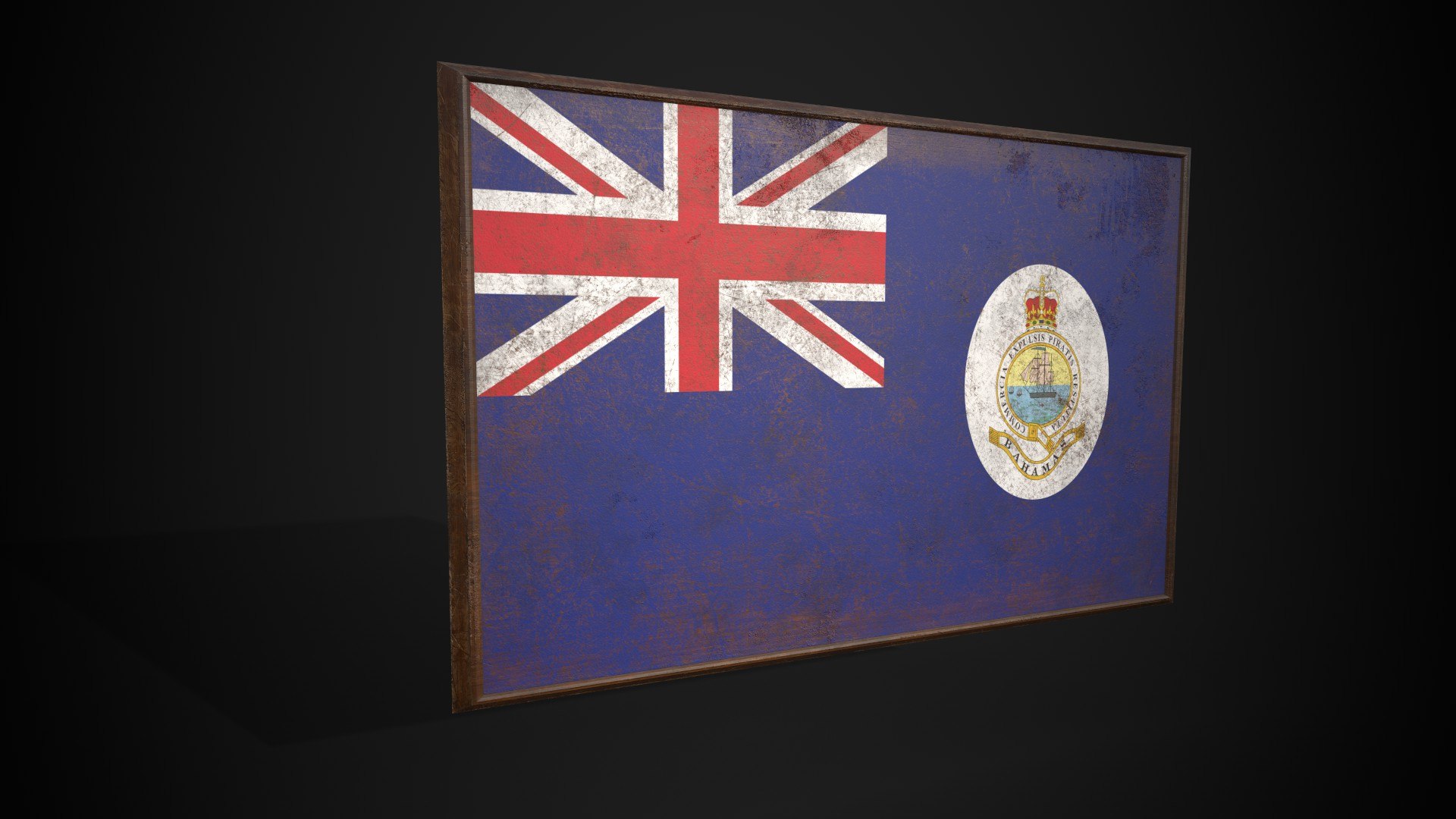 Old Picture Frame With Bahamas Flag - Game Ready Low-poly 3D Model 3D ...