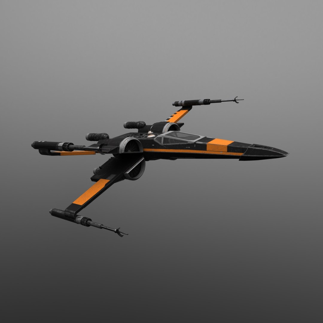 Star Wars Black T-70 X-Wing Starfighter BB-8 Rigged 3D Model ...