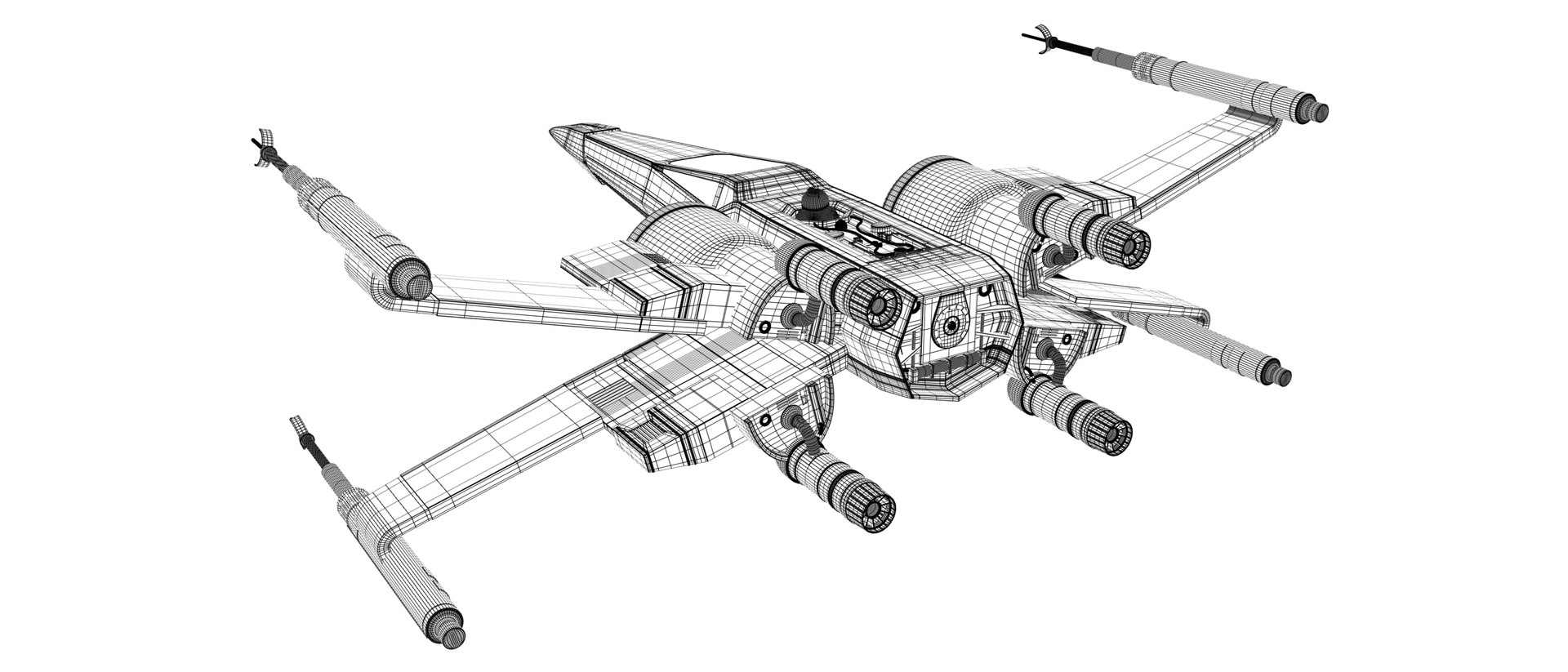 Star Wars Black T-70 X-Wing Starfighter BB-8 Rigged 3D Model ...