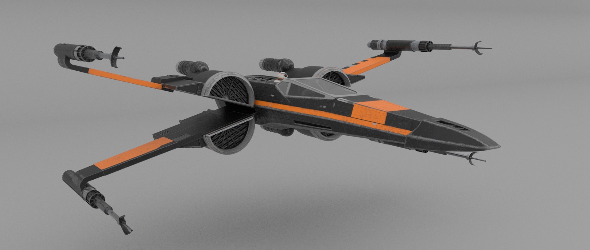 Star Wars Black T-70 X-Wing Starfighter BB-8 Rigged 3D Model ...