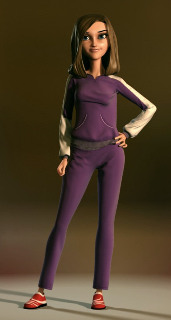 rigged cartoon girl animation 3d max