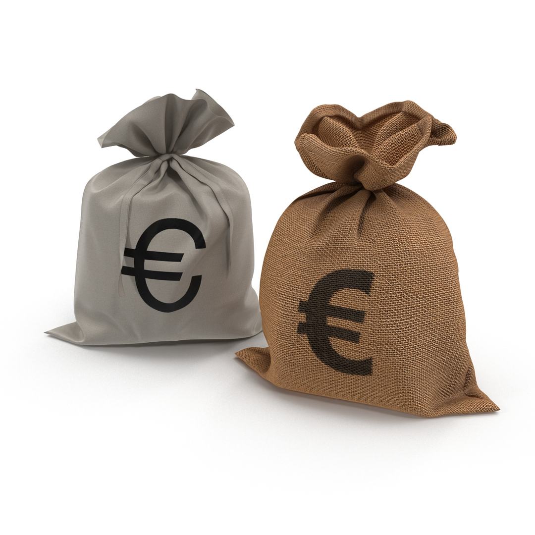 3d Model Euro Money Bags Modeled