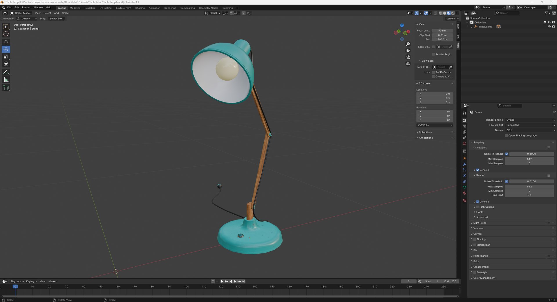 3D Table Lamp - MAYA Rigged And Blender - TurboSquid 2399610