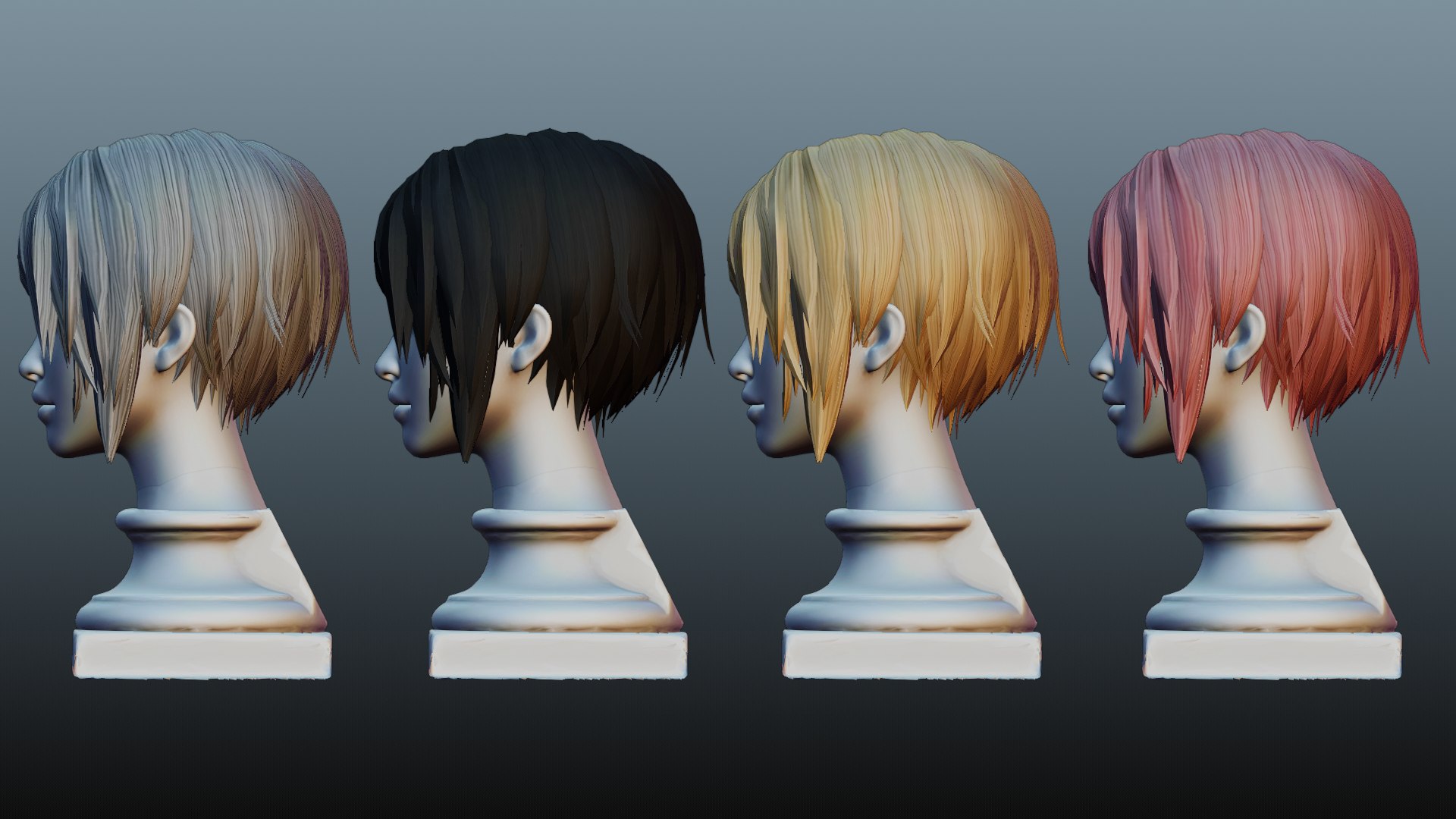 3D Model Females Hort Hair Low Poly 4 Colors - TurboSquid 2132698