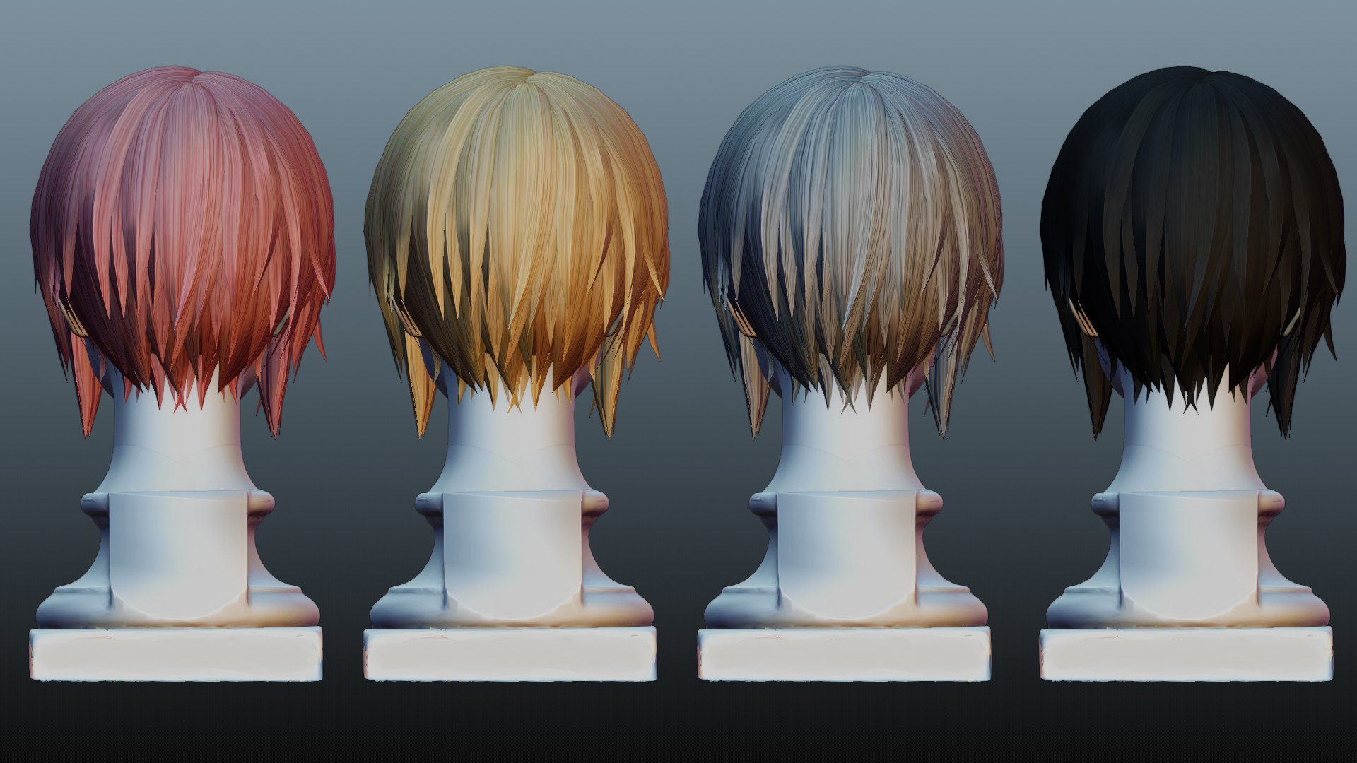 3D model Females hort hair low poly 4 colors - TurboSquid 2132698