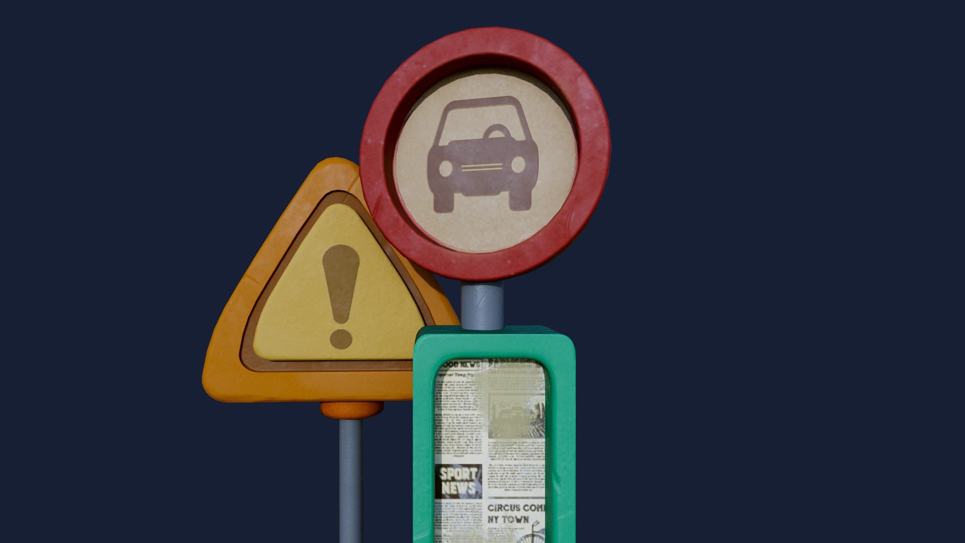 3D Stylized Road Sign - TurboSquid 2312984