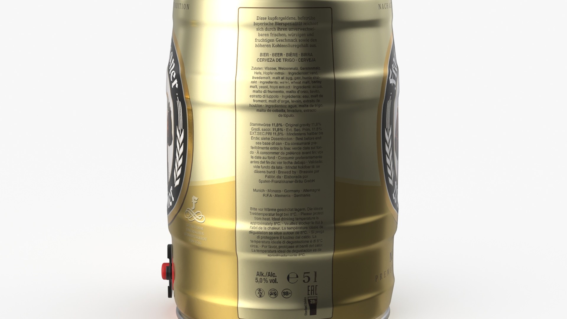 3D Franziskaner Beer 5 Liter Barrel Model - TurboSquid 2277737
