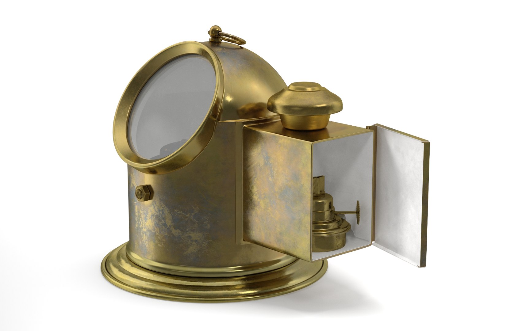 Antique Marine Binnacle Boat Oil Lamp Old Brass Open 3D Model ...