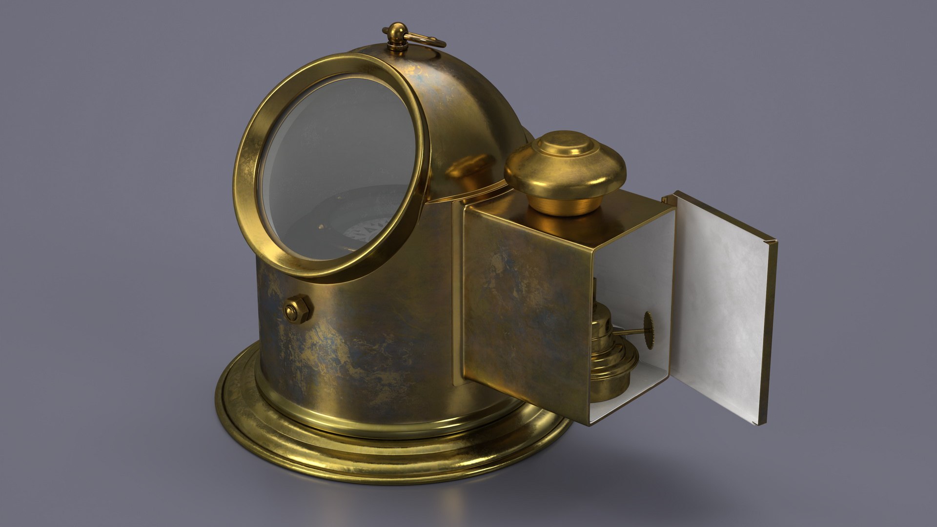 Antique Marine Binnacle Boat Oil Lamp Old Brass Open 3D Model ...