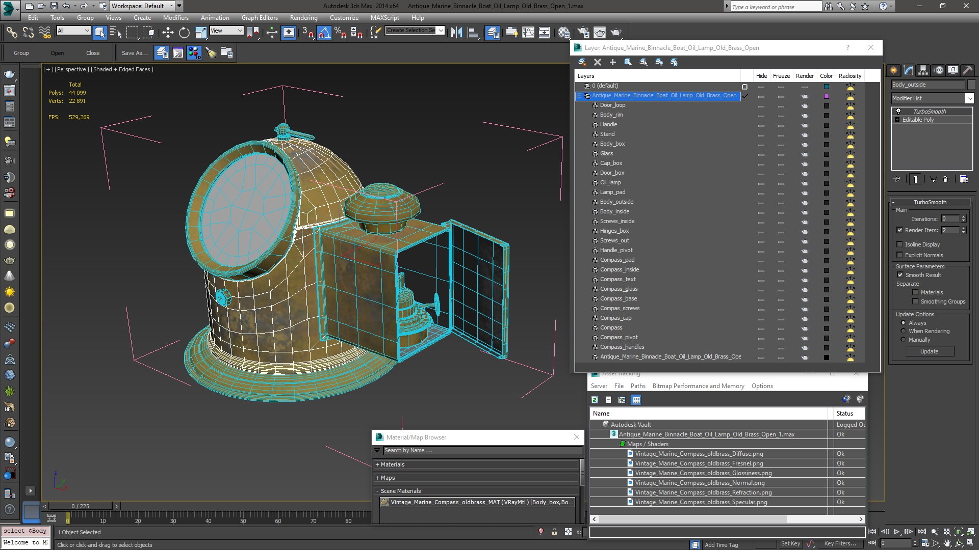 Antique Marine Binnacle Boat Oil Lamp Old Brass Open 3D Model ...