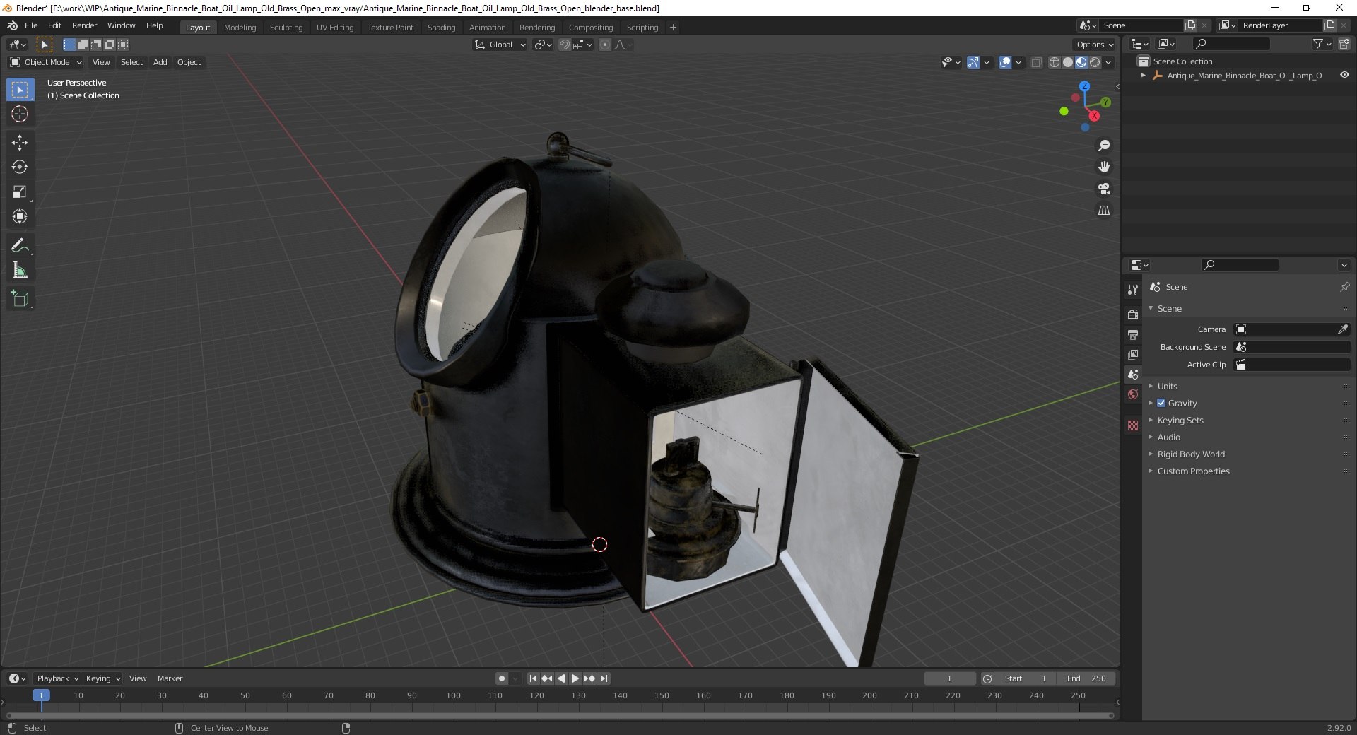 Antique Marine Binnacle Boat Oil Lamp Old Brass Open 3D Model ...