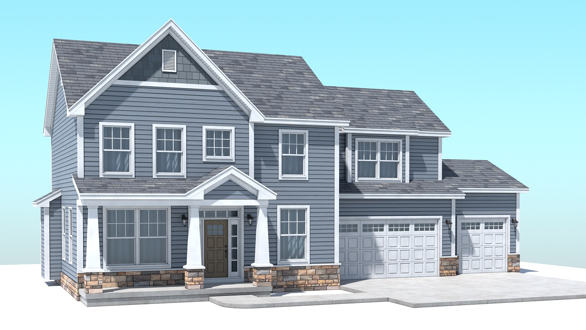 Classic American House 3D Model - TurboSquid 1678018