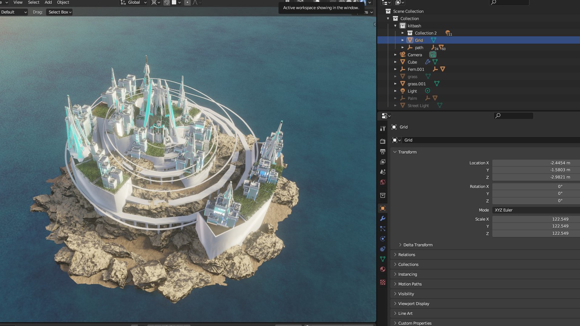 3D Ci-Fi Futuristic Future Fantasy City Island Cityscape Castle - TurboSquid 2112141
