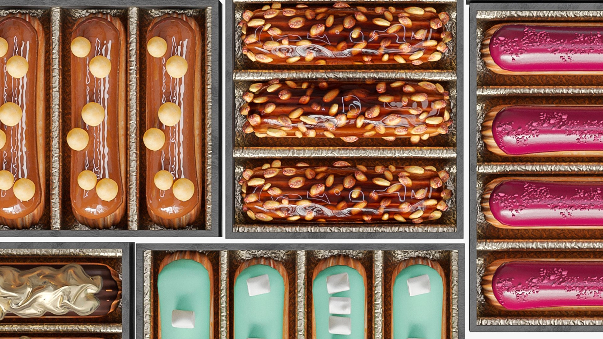 3D Set Of Eclairs Model - TurboSquid 2054473