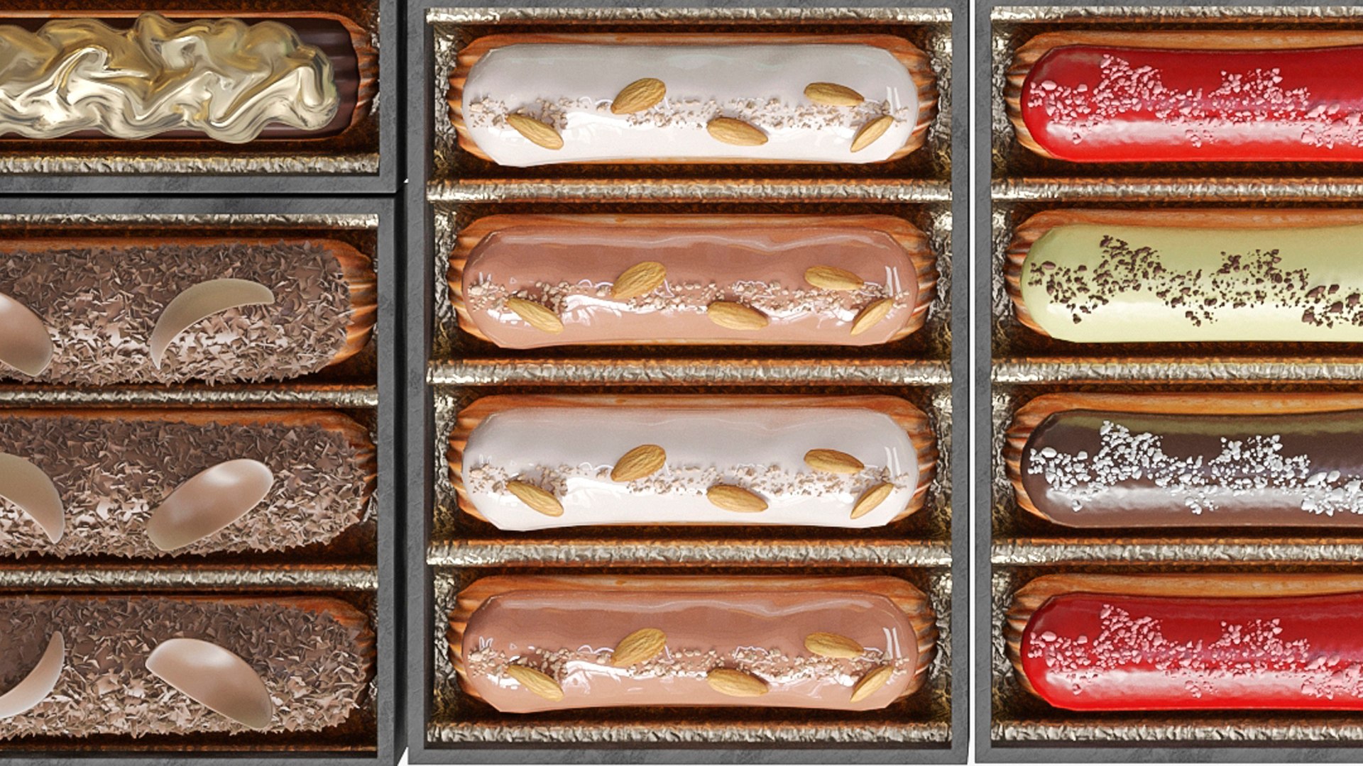 3D Set Of Eclairs Model - TurboSquid 2054473