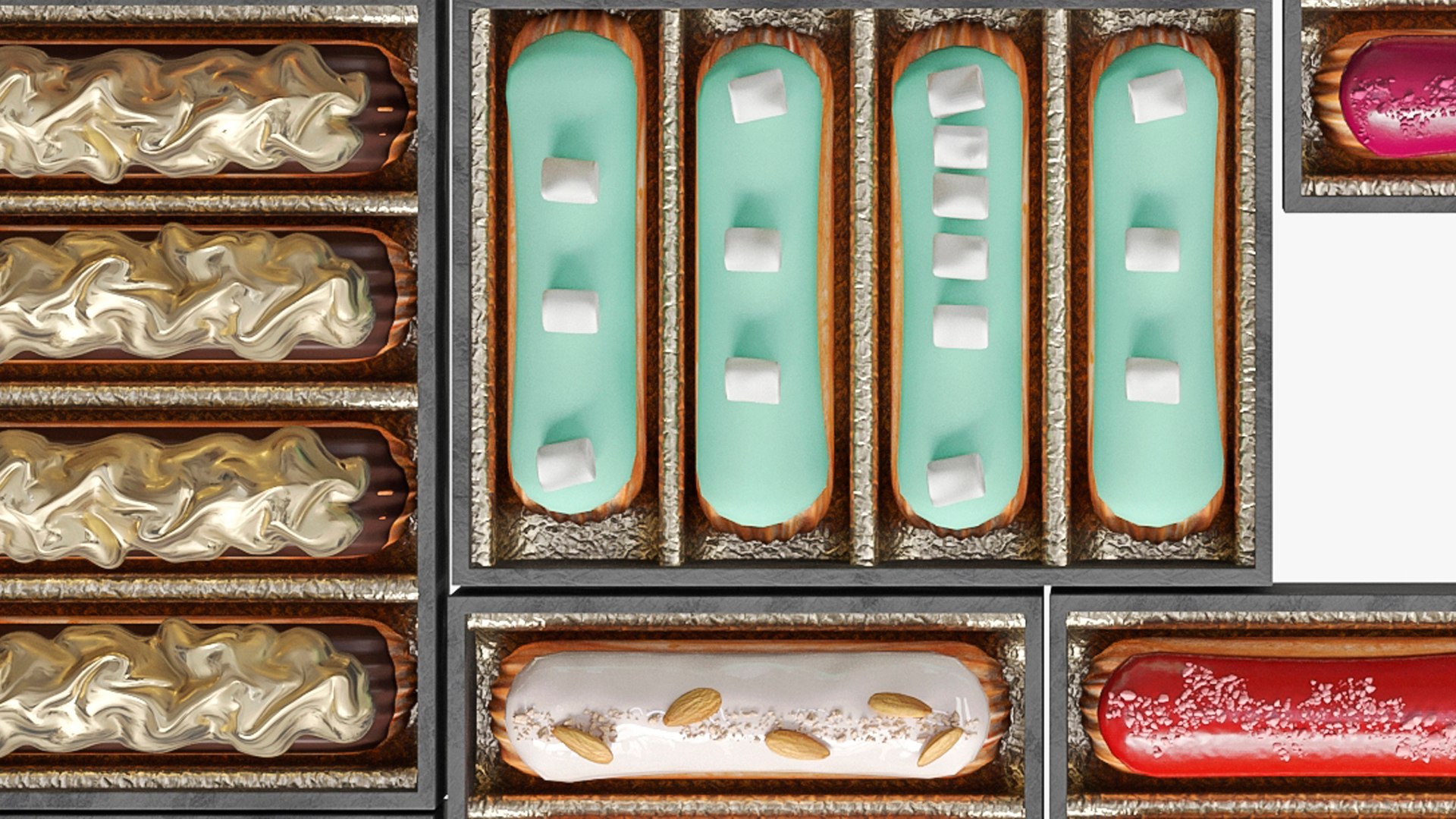 3D Set Of Eclairs Model - TurboSquid 2054473