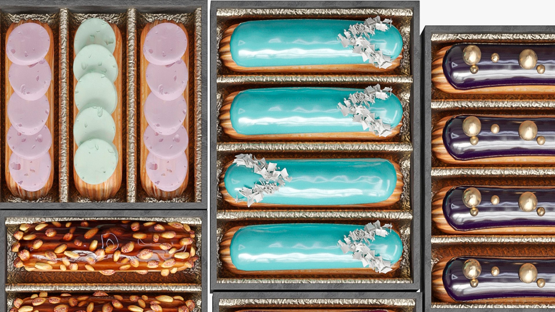 3D Set Of Eclairs Model - TurboSquid 2054473
