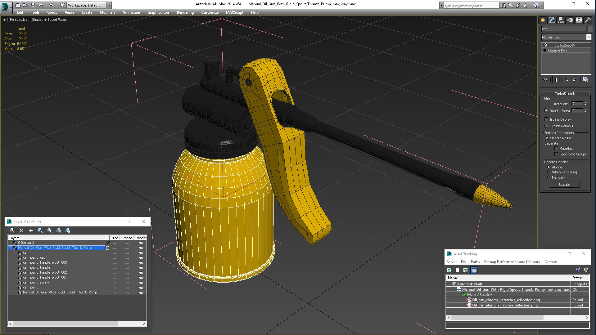 3D Manual Oil Gun With Rigid Spout Thumb Pump model - TurboSquid 2180403