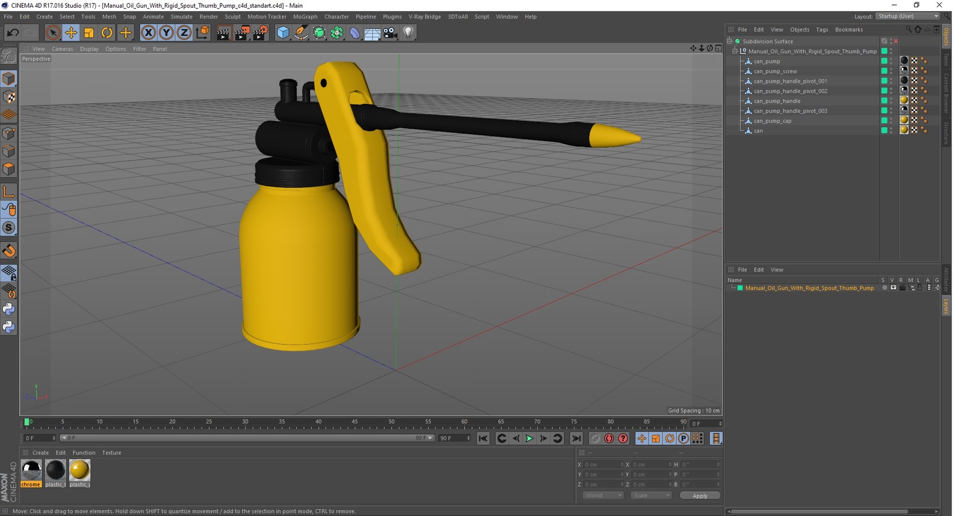 3D Manual Oil Gun With Rigid Spout Thumb Pump model - TurboSquid 2180403