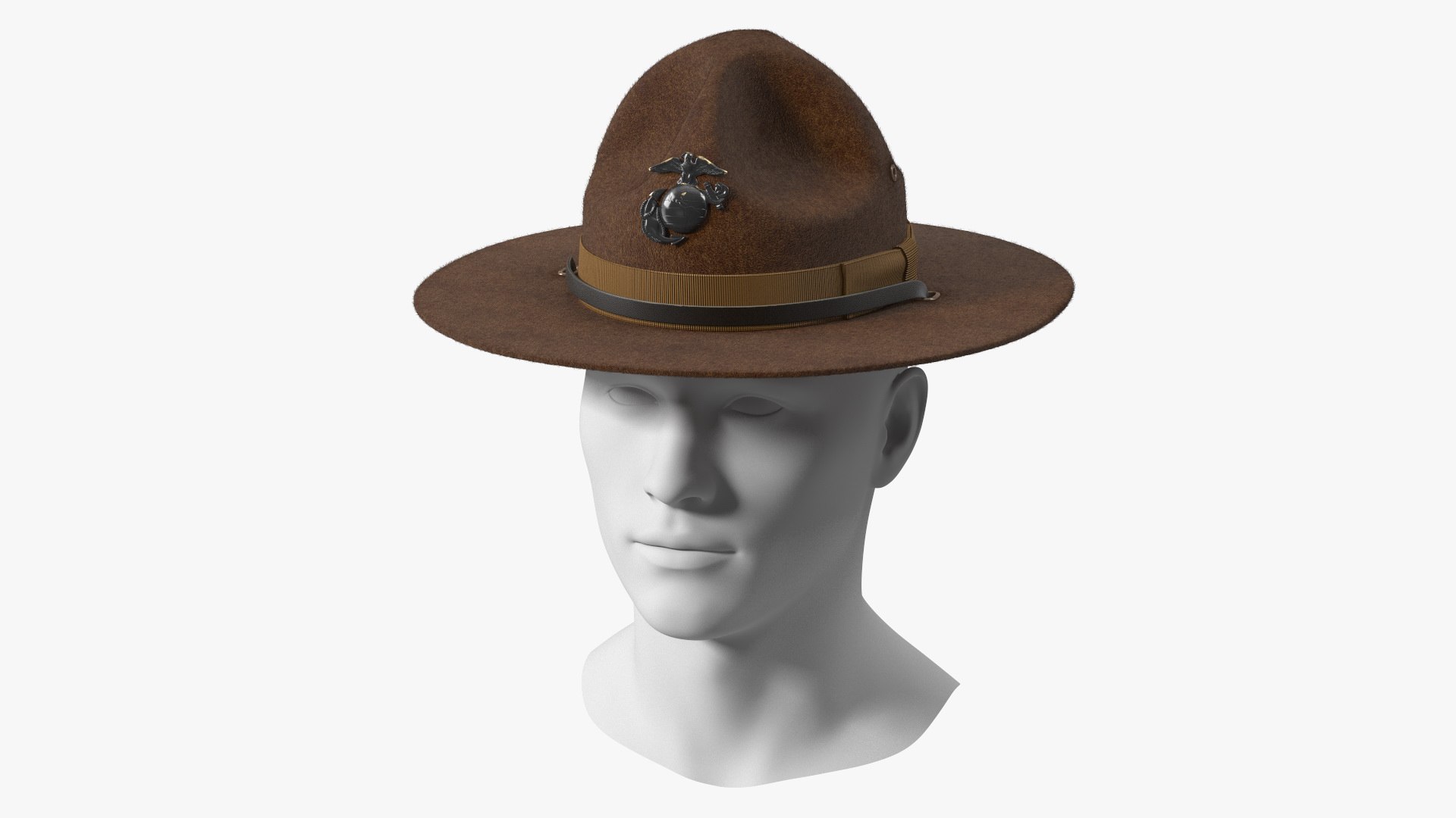 3D Sergeant Campaign Cap with Cockade Brown on Mannequin Fur model ...