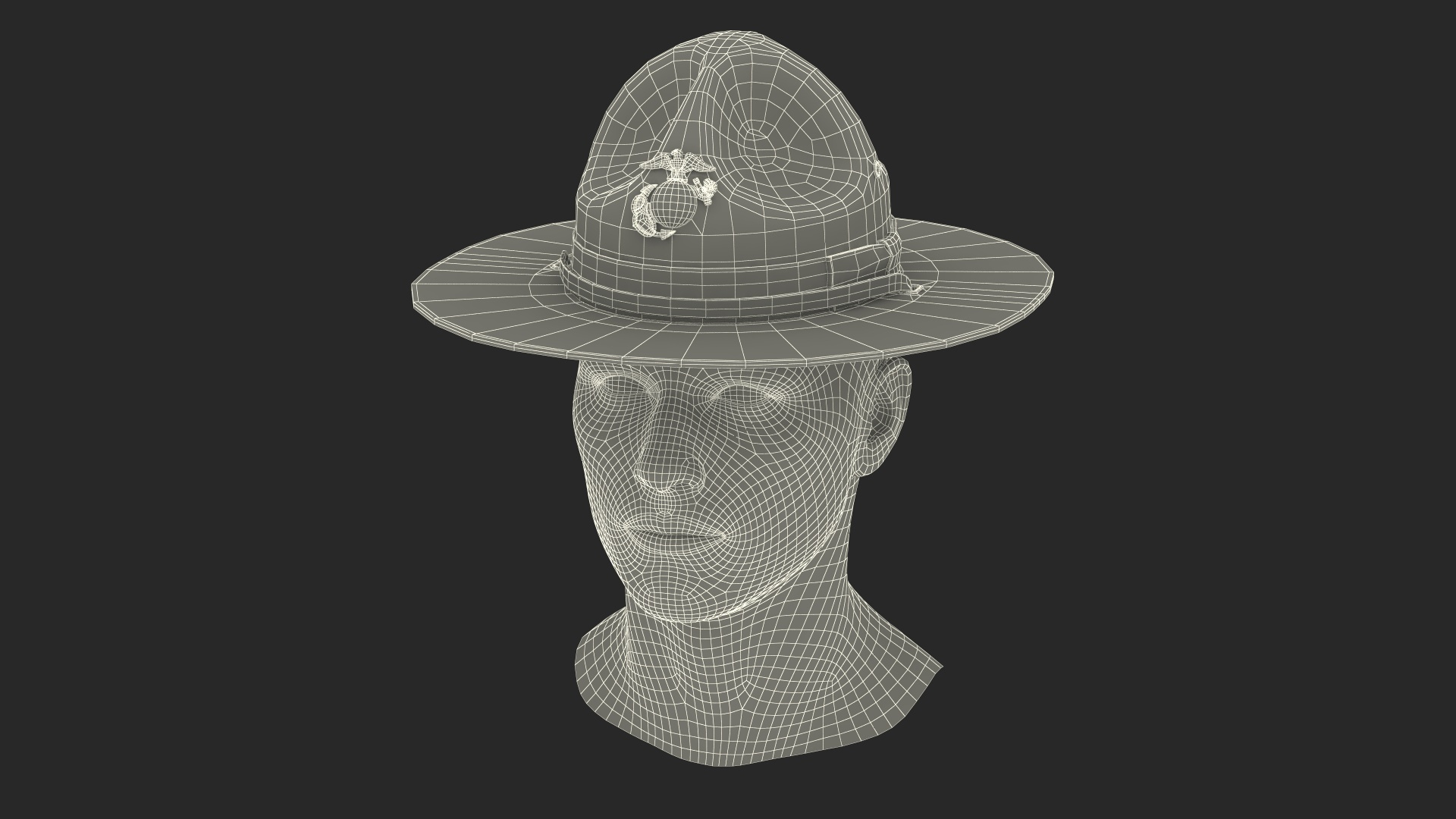 3D Sergeant Campaign Cap With Cockade Brown On Mannequin Fur Model ...