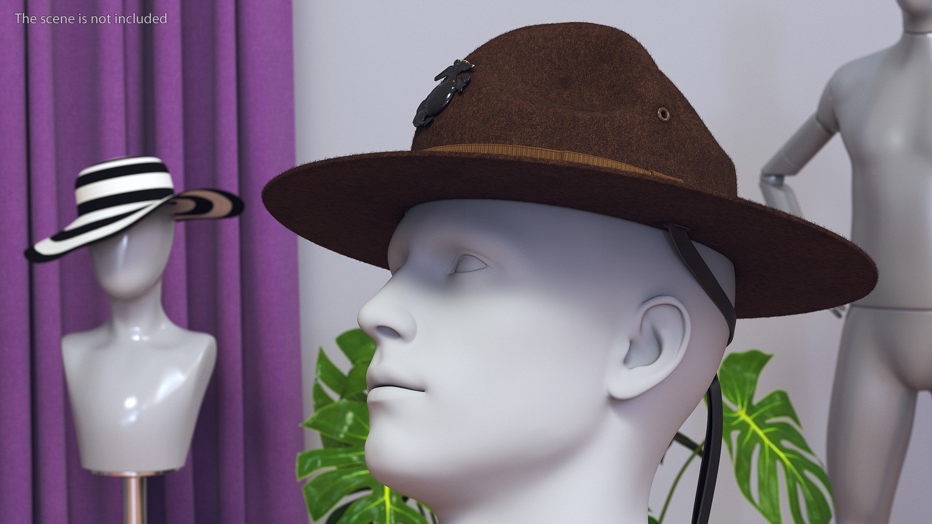 3D Sergeant Campaign Cap With Cockade Brown On Mannequin Fur Model ...
