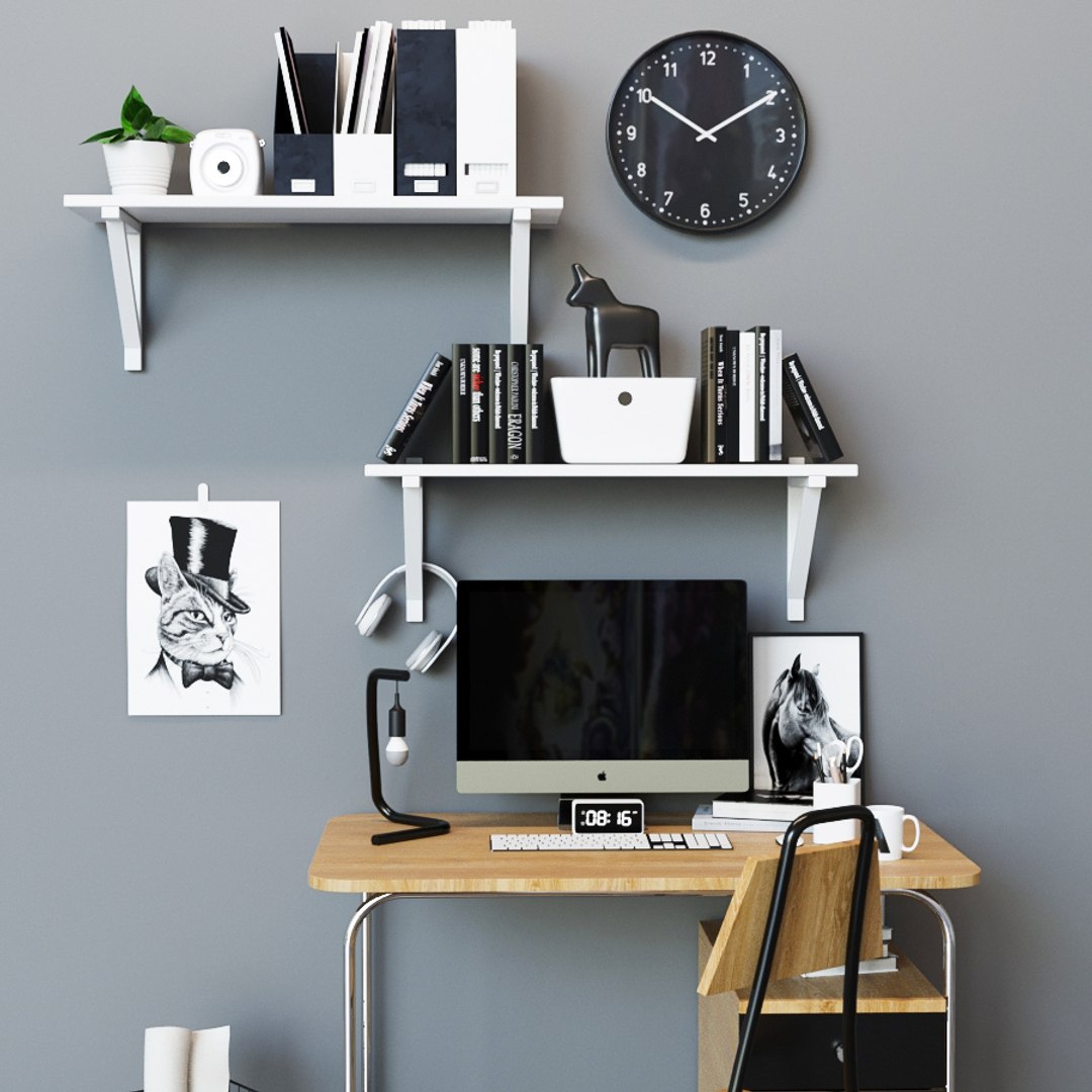 3D Work Table Set - TurboSquid 1609177