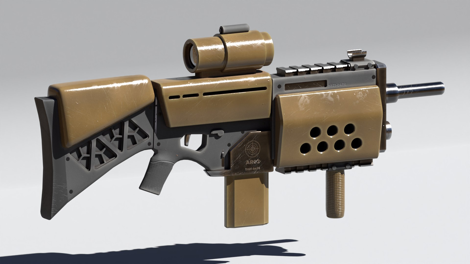 Sci-Fi Assault Rifle - Futuristic Weapon Game-Ready For FPS Model ...