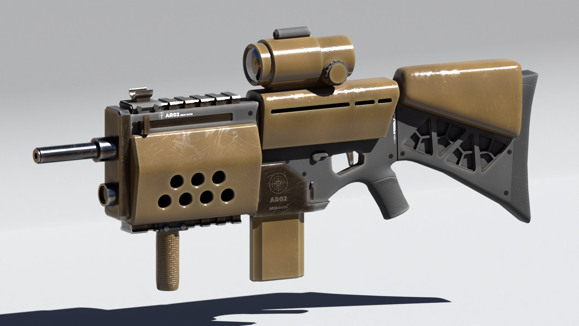 Sci-Fi Assault Rifle - Futuristic Weapon Game-Ready For FPS Model ...