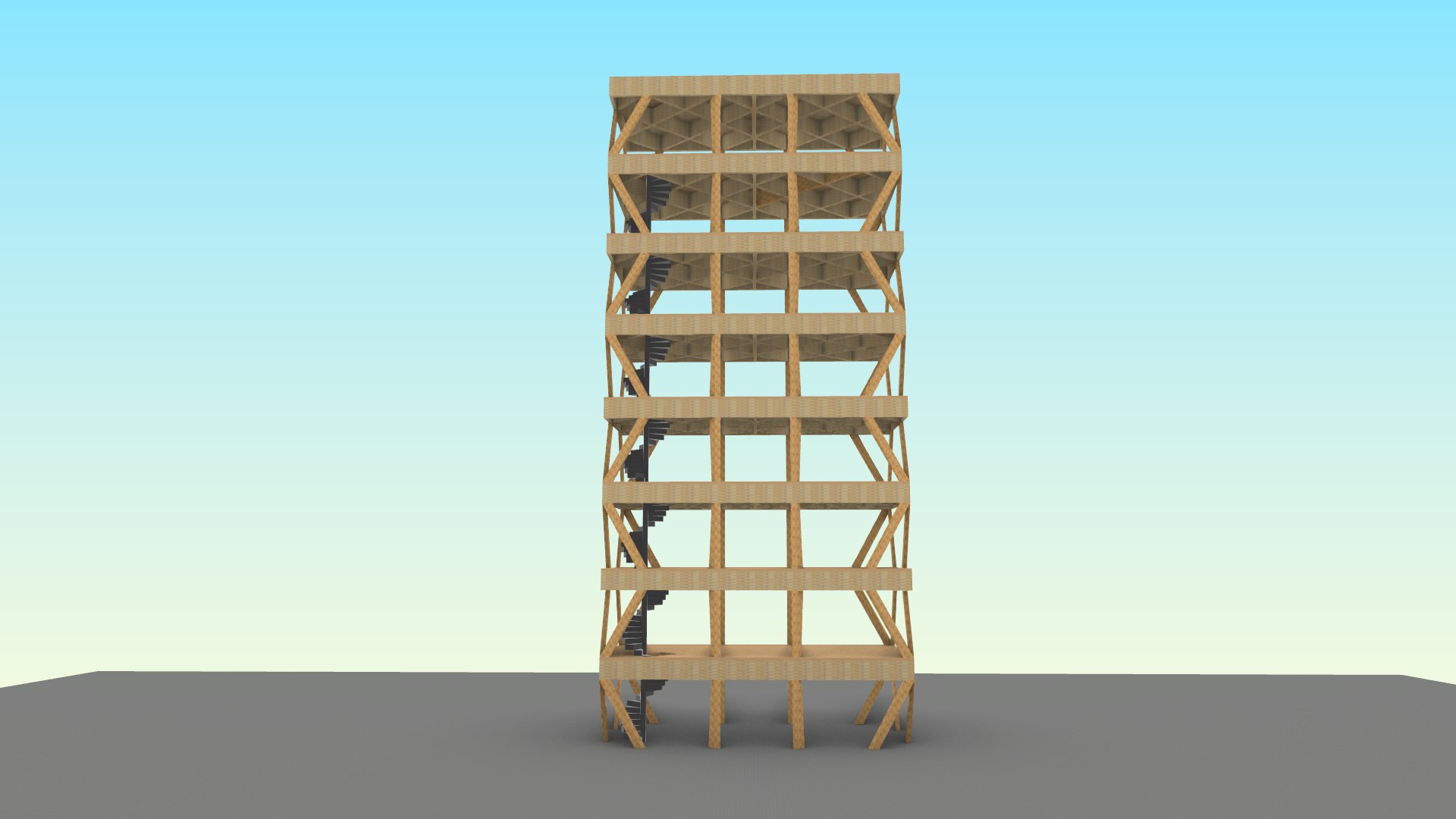 3D Middle-rise Wooden Building Model - TurboSquid 2096594