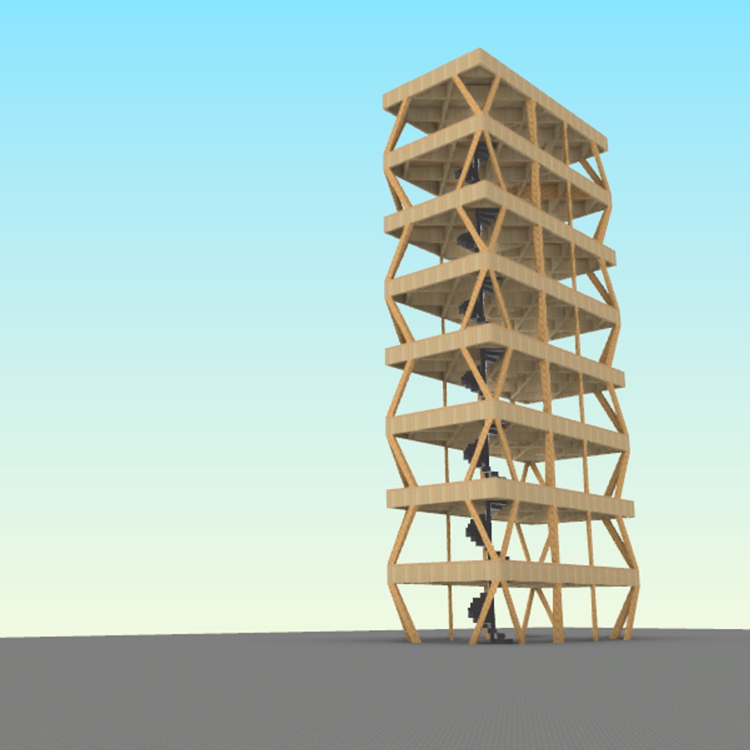 3D Middle-rise Wooden Building Model - TurboSquid 2096594