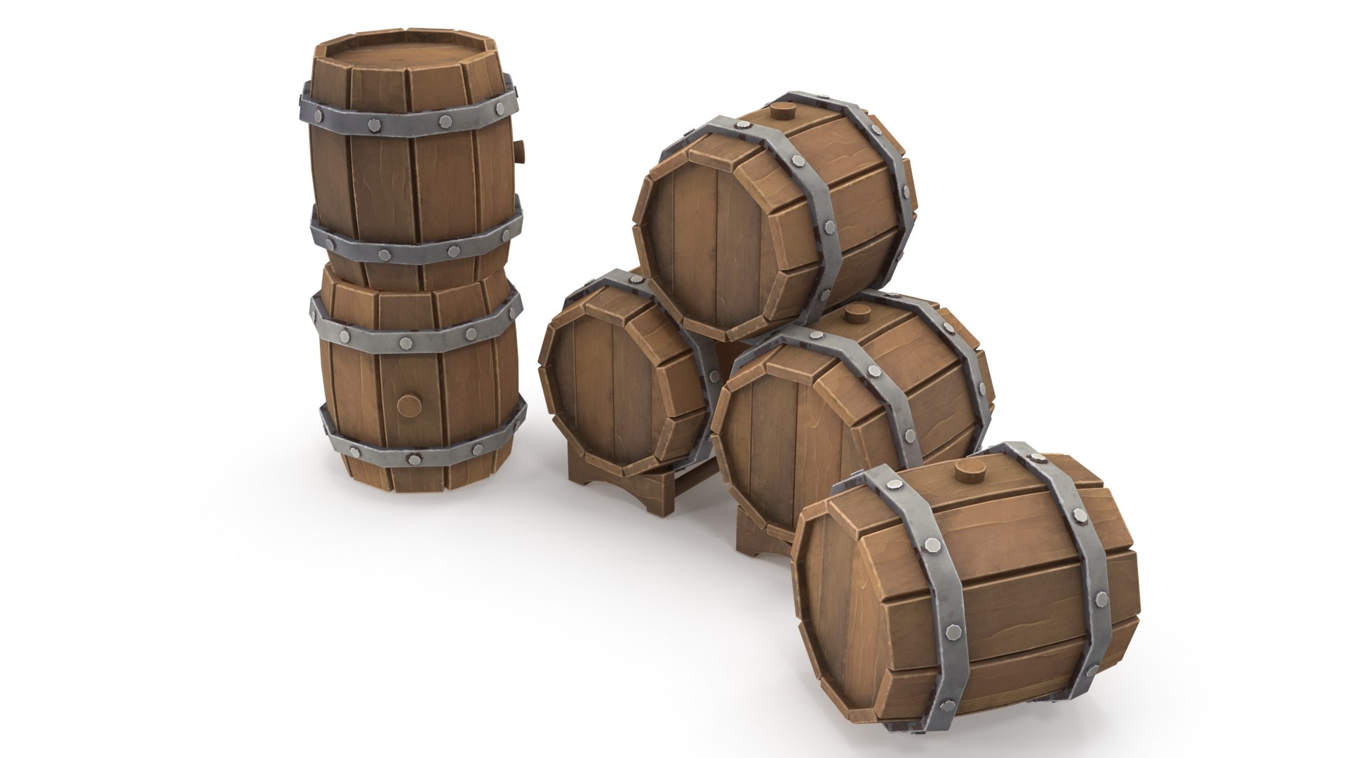 3D Stylized Barrels - TurboSquid 2358746