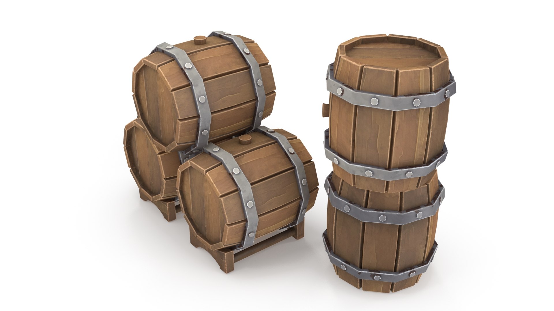 3D Stylized Barrels - TurboSquid 2358746