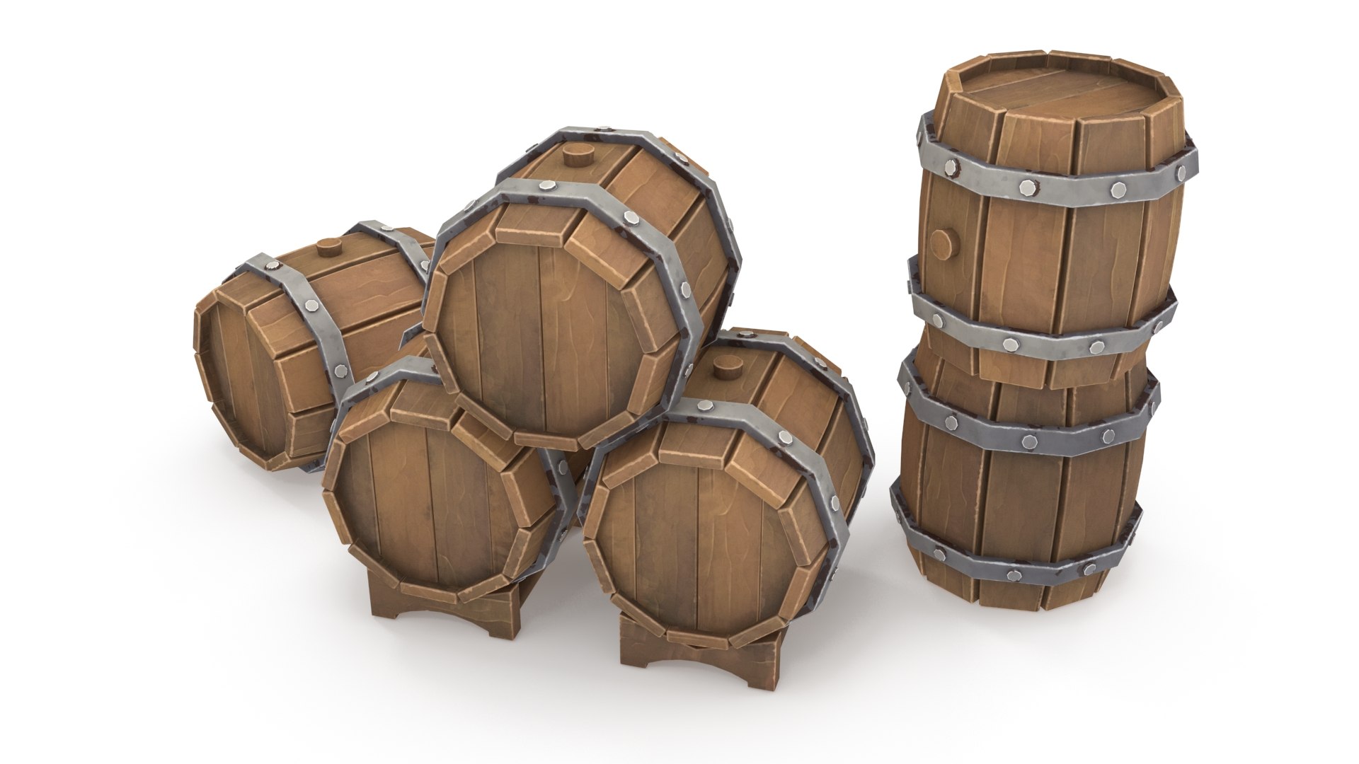 3D Stylized Barrels - TurboSquid 2358746