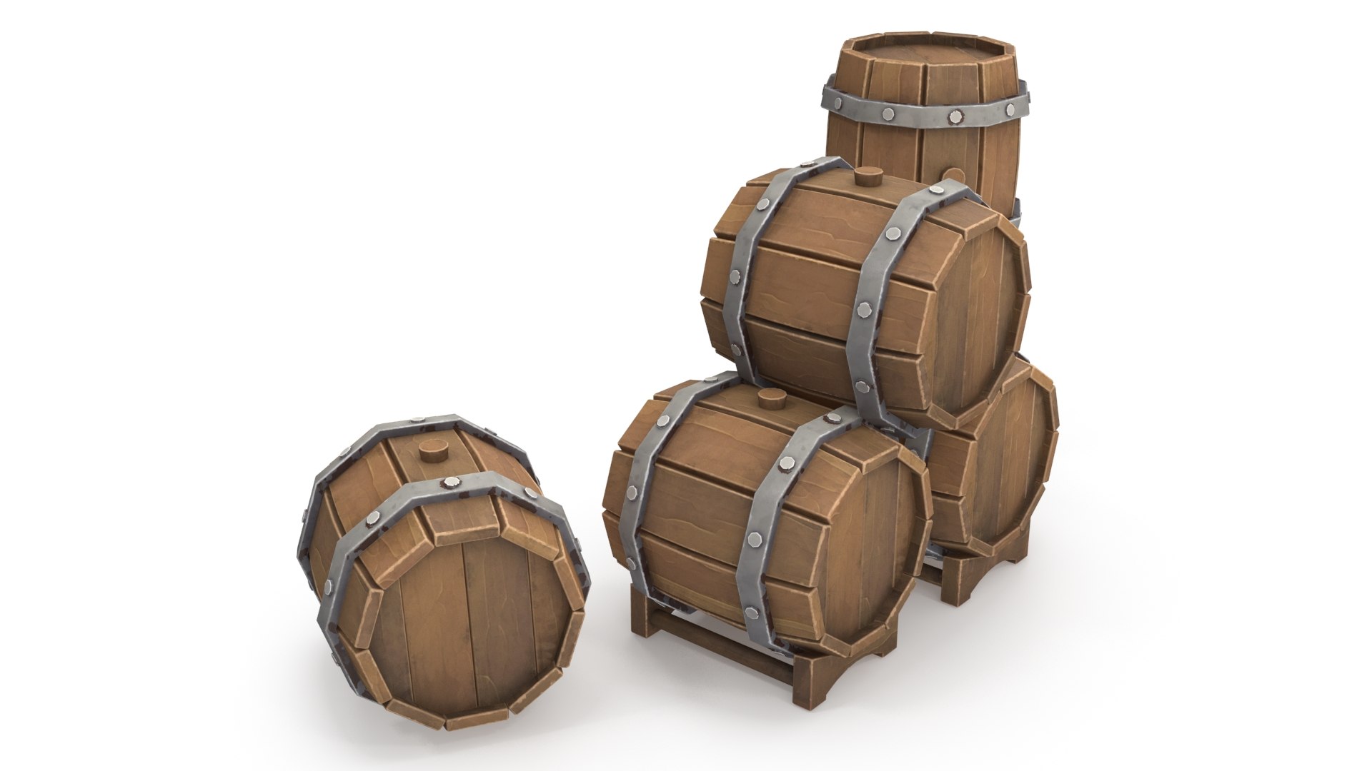 3D Stylized Barrels - TurboSquid 2358746