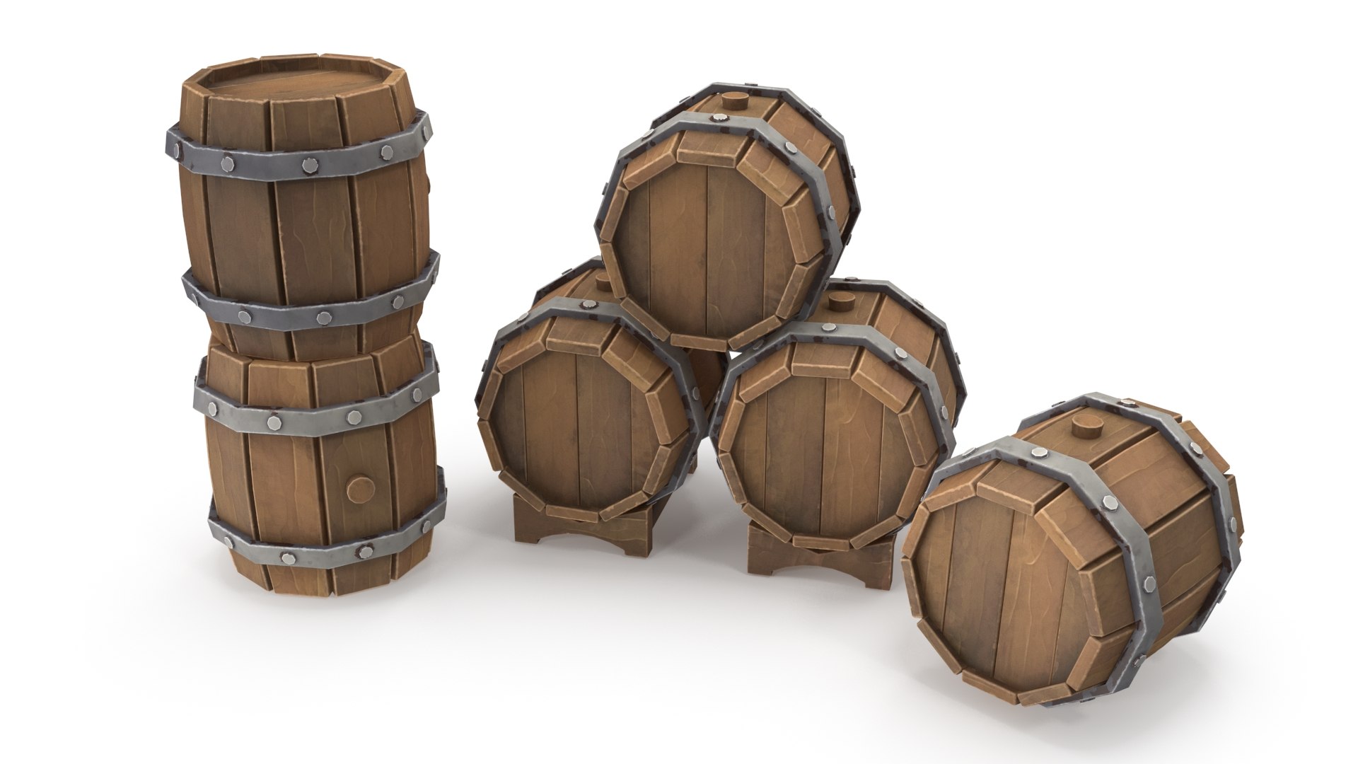 3D Stylized Barrels - TurboSquid 2358746