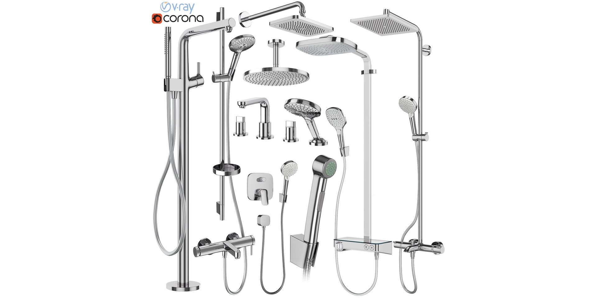 3D Faucets And Shower Systems Hansgrohe Set 178 Model - TurboSquid 1955364