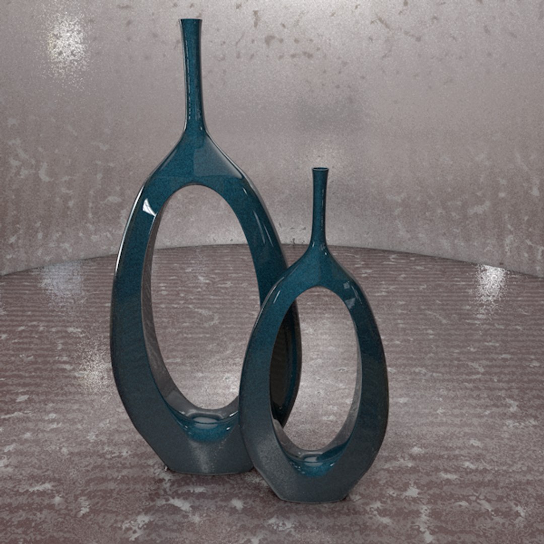c4d blue realistic vases
