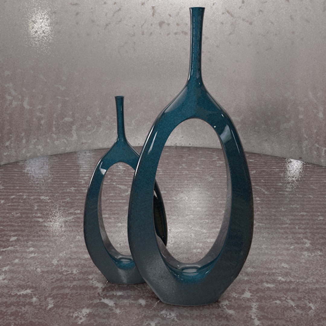 c4d blue realistic vases