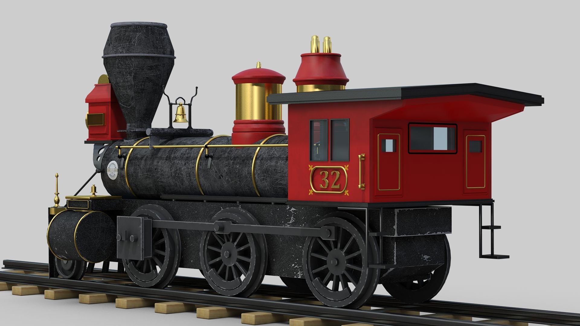 Classic Pioneer Mogul Steam Locomotive 3d Max