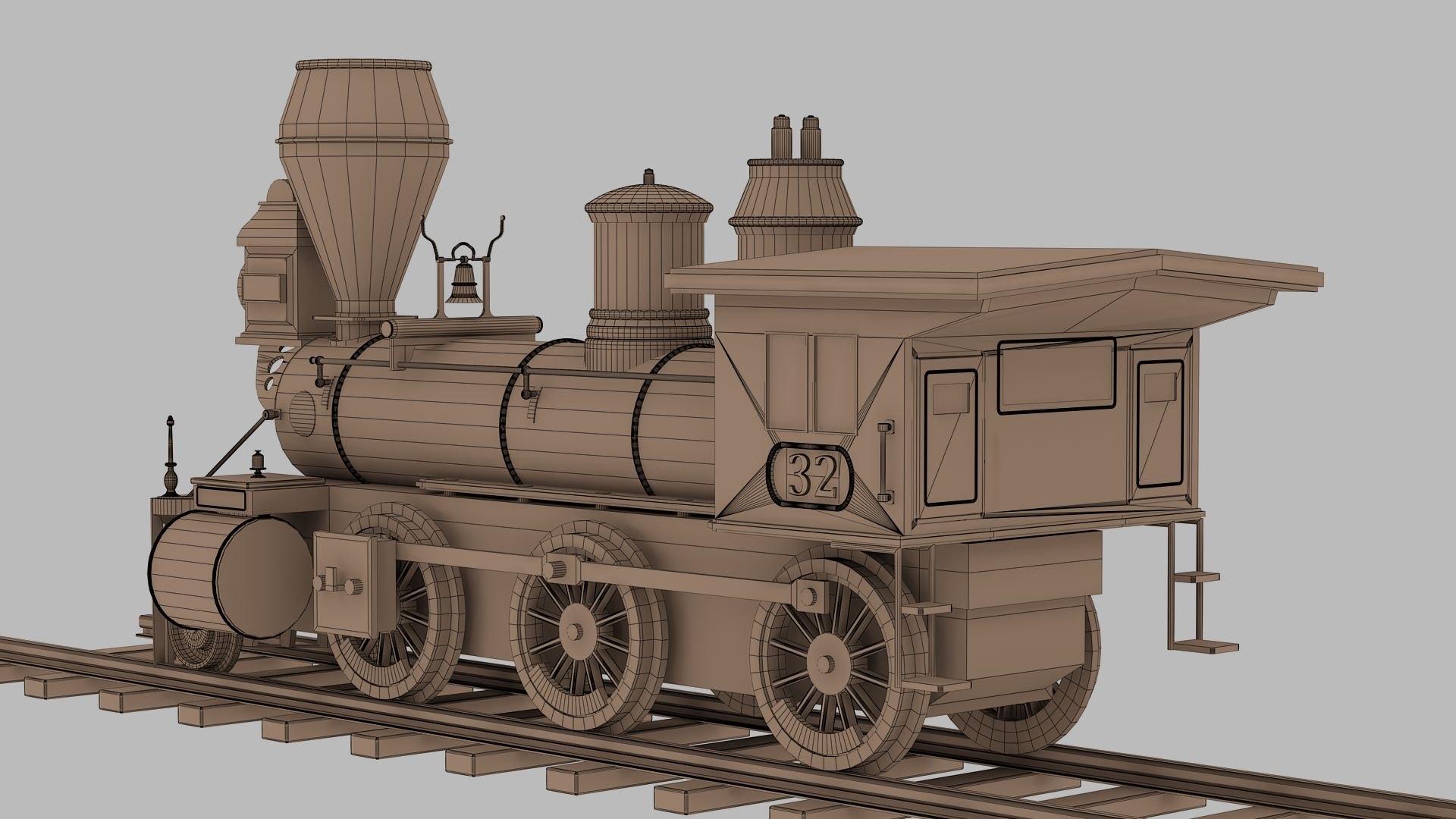 Classic Pioneer Mogul Steam Locomotive 3d Max