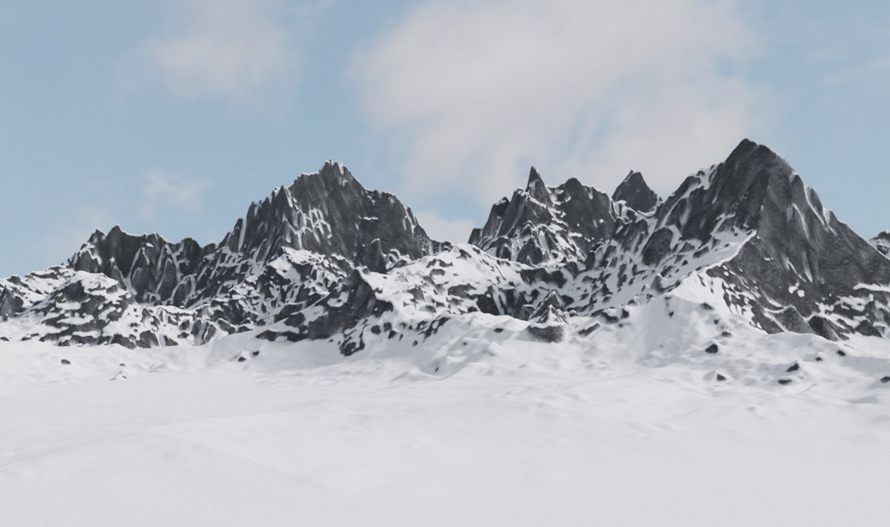 Valley Snowy Mountains 3D Model - TurboSquid 1540537