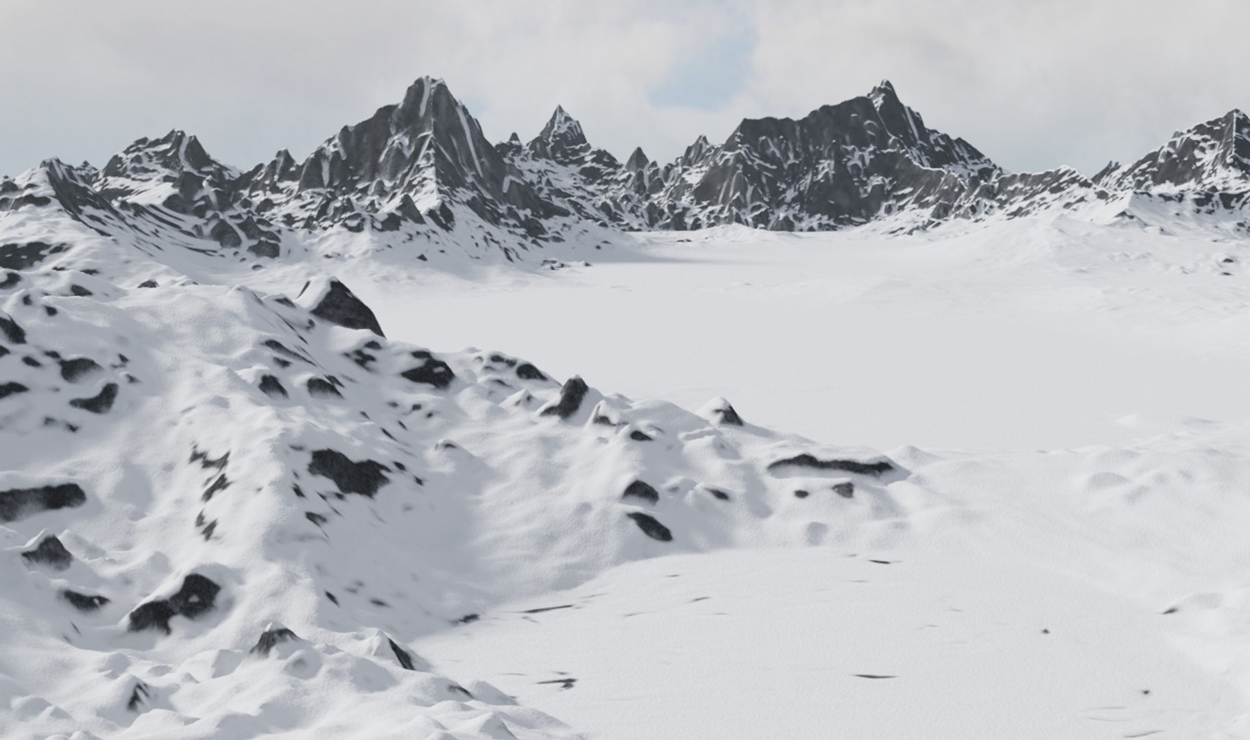 Valley Snowy Mountains 3D Model - TurboSquid 1540537