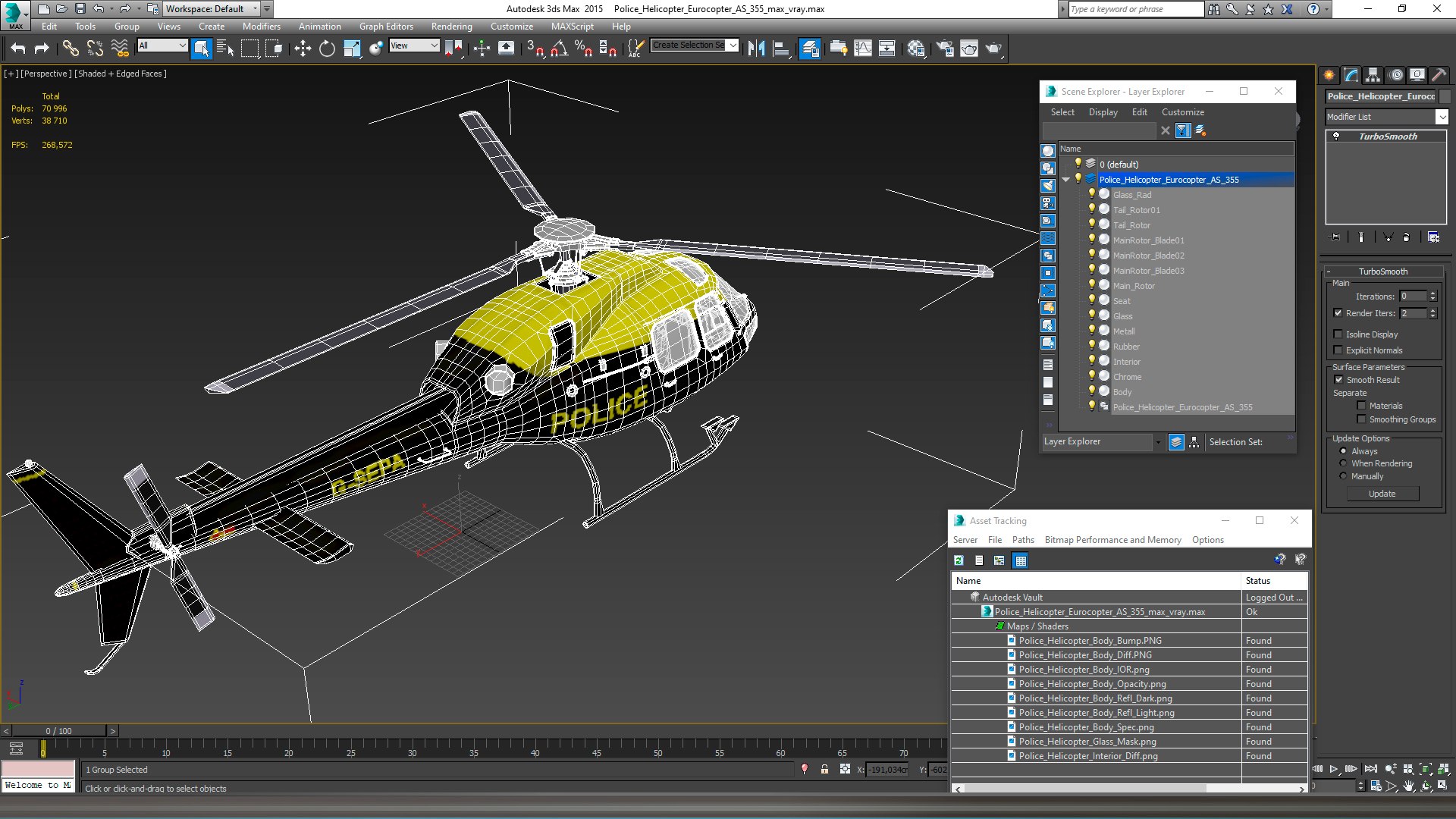 Police Helicopter Eurocopter AS 355 model - TurboSquid 2148991